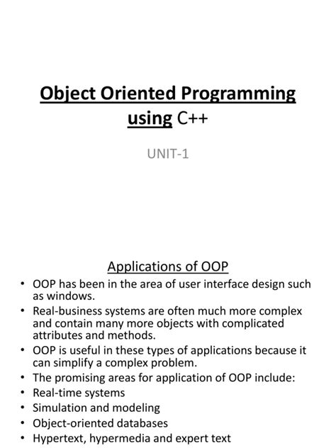 Object Oriented Programming Using C Unit 1 Pdf Class Computer