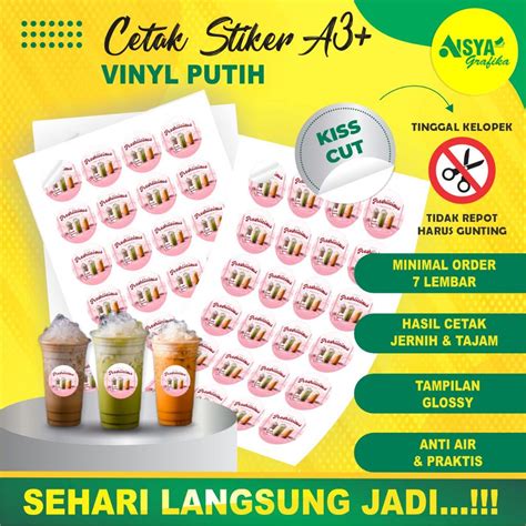 Jual Cetak A Stiker Vinyl Kiss Cut Stiker Vinyl Cutting Murah Tahan Air Sehari Jadi