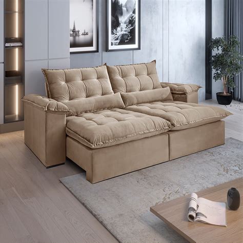 Sofá 250 Retrátil E Reclinável Valentina Com Molas Bonnel 4 Lugares Fabri Decor Fabridecor