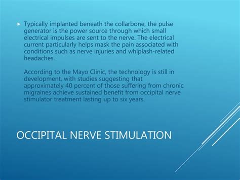 Occipital Nerve Stimulation For Addressing Chronic Migraines Pptx