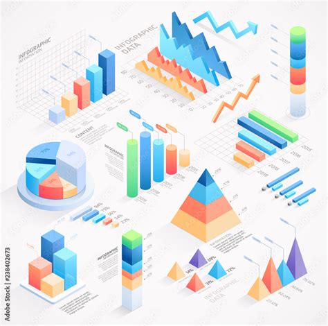 Infographics Isometric Elements Vector Illustrations Stock Vector