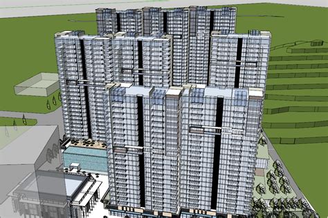 现代风格高档大型高层小区高层住宅su模型高层住宅土木在线