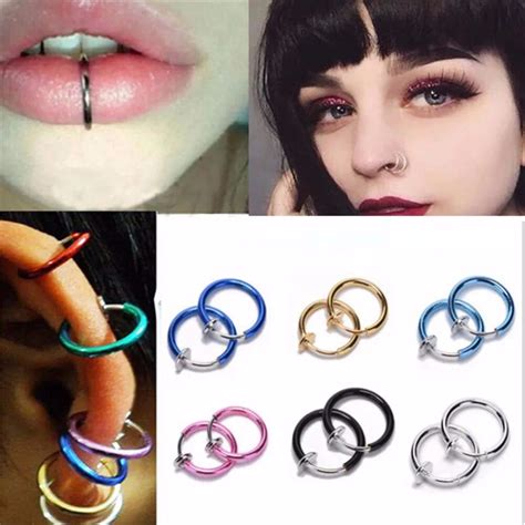4 St Cke 2pairs Hot Lip Piercing Gef Lschte Nase Ring Schwarz Nase