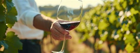 Premium Photo Person Holding Glass Of Wine In Vineyard