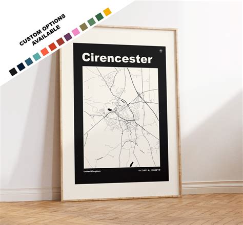 Cirencester Map Print Custom Options Colours Available Prints Or Framed