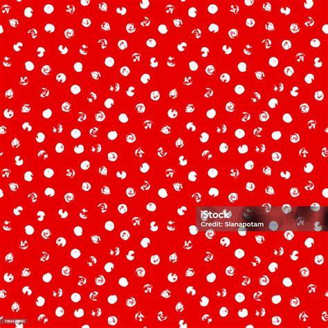 임의로 흩어진 물방울 무늬 패턴 추상적 인 빨간색과 흰색 배경 빨간색의 흰색 점 0명에 대한 스톡 벡터 아트 및 기타 이미지