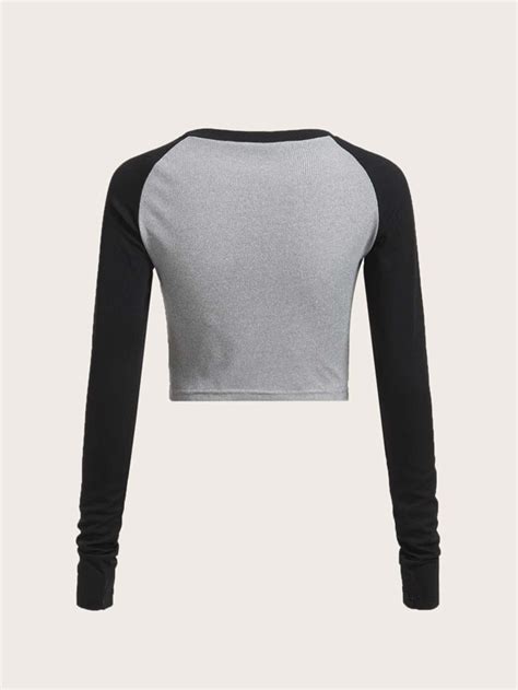 Grunge Punk Color Block Raglan Sleeve Tee SHEIN UK