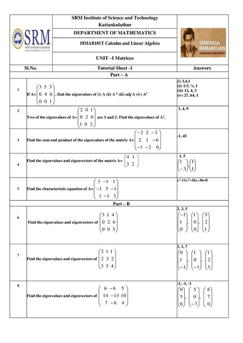 1st Tutorial Sheet Njnnnnnnnnnnnnnnnnnnnnnnnnnnnnnnnnnnnnnnn SRM Institute Of Science And