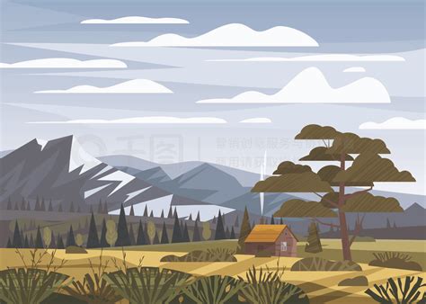 背景免抠元素 卡通风格的山间小屋 素材免费下载 7000像素 Eps格式 编号43117064 千图网