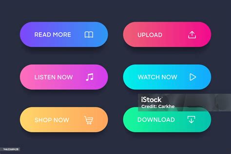 3d Click Here Web Buttons Set Of Action Button Hand Cursor And Arrow Pointing Click Link Buttons