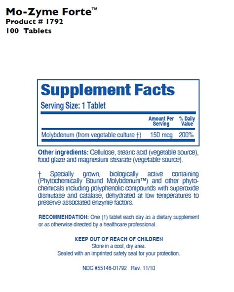 Mo Zyme Forte Molybdenum Biotics Research The Drugless Doctor