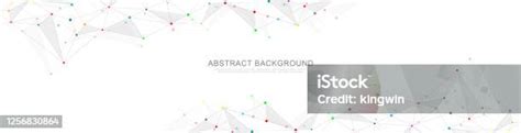 추상적 기하학적 배경과 점과 선을 연결하는 웹 사이트 헤더 또는 배너 디자인 글로벌 네트워크 연결 텍스트에 대한 주부 배경과 공간을 가진 디지털 기술 연결에 대한 스톡 벡터