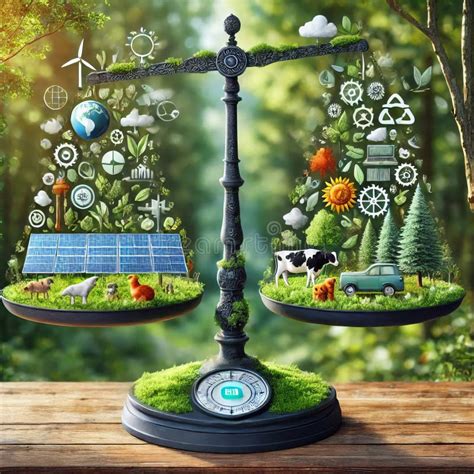 Eco Balance Scale A Scale Balancing Nature And Technology With V Stock Eco Balance Scale A Scale Balancing Nature And Technology With V Stock