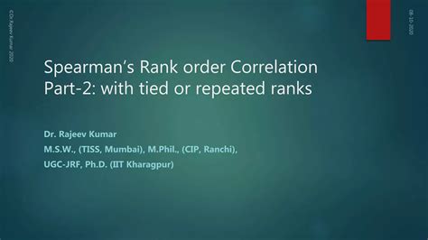 4 6 Spearman Rank Correlation Part 2 With Tied Ranks Pptx