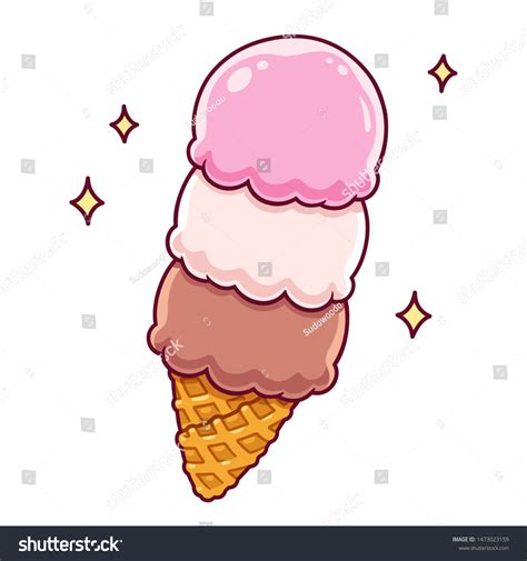 Cartoon Neapolitan Ice Cream Drawing Vanilla เวกเตอร์สต็อก ปลอดค่า