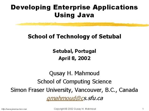 Developing Enterprise Applications Using Java School Of Technology