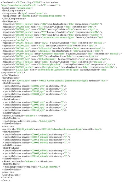 sbml output containing the two enzymes described in section working