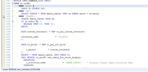 sap abap central crud operations in module pool