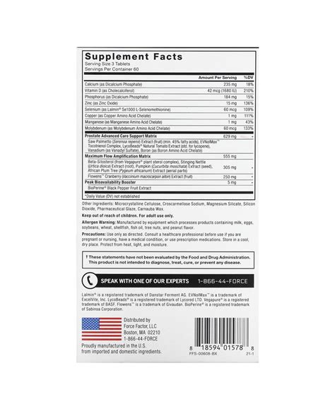 Force Factor Prostate Advanced Health Supplement For Men For Reducing Nighttime Bathroom