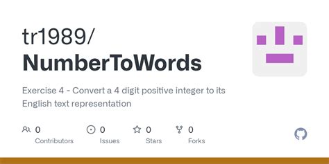 Github Tr Numbertowords Exercise Convert A Digit Positive