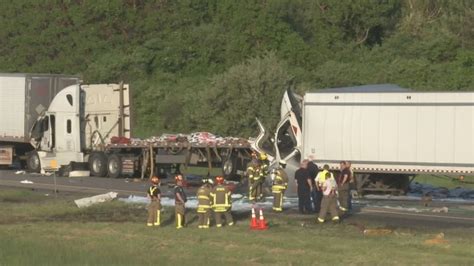 Four Tractor Trailers Collide Driver In Critical Condition After