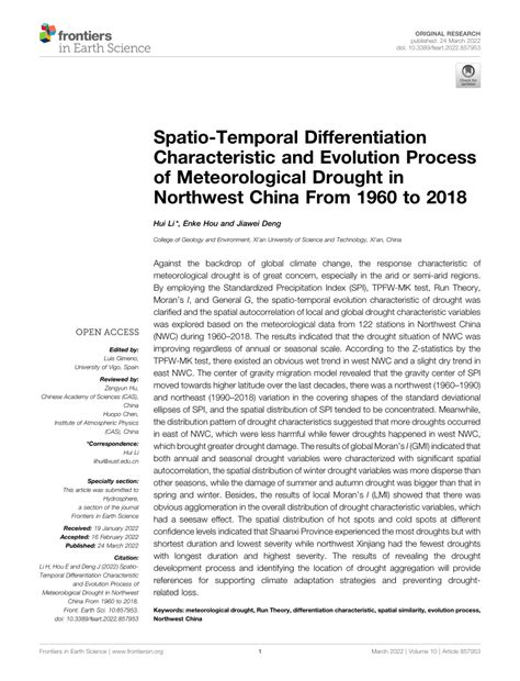 Pdf Spatio Temporal Differentiation Characteristic And Evolution Process Of Meteorological