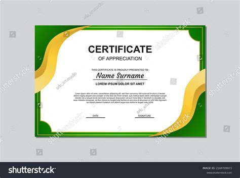 Certificate Template Gold Green Color Modern Stock Vector Royalty Free