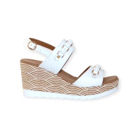 Repo Medium Wedge With Two Straps In White Shoobaloo