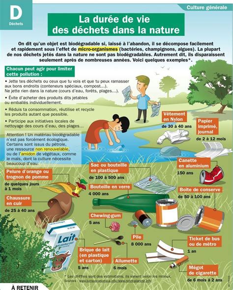Educational infographic La durée de vie des déchets dans la nature