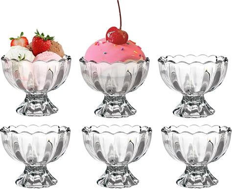 Chpindam Vintage Glass Dessert Bowls Ice Cream Cups 5oz