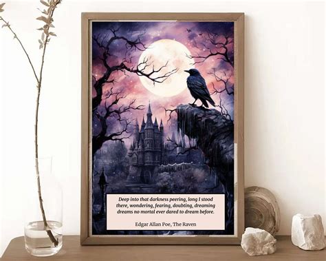 Edgar Allan Poe Decor The Raven Wall Art Dark Academia Decor Print