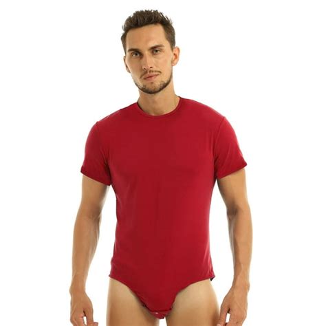 Ttao Mens One Piece Leotard Top Short Sleeves Press Botton Crotch