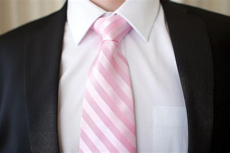 Premium Photo Pink And White Necktie With Stripes