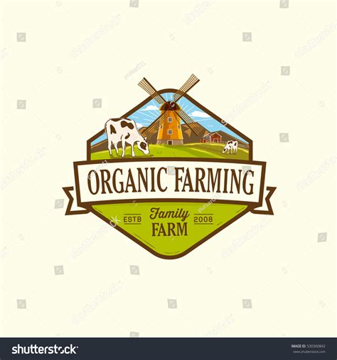 유기농 신선한 제품벡터 로고팜 새로 고침 스톡 벡터로열티 프리 530360842