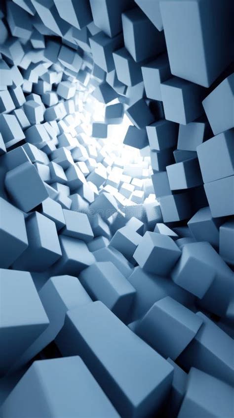 Abstract Tunnel Of Blue Cubes Creating A Dynamic Futuristic Visual Effect Ai Stock Image