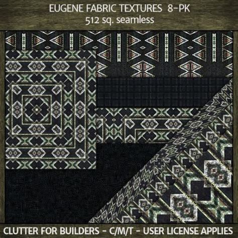Second Life Marketplace Clutter Eugene Fabric Textures 8 Pk