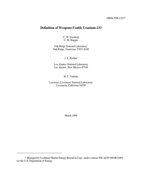 Weapons Grade Uranium 233 Pdf Enriched Uranium Uranium