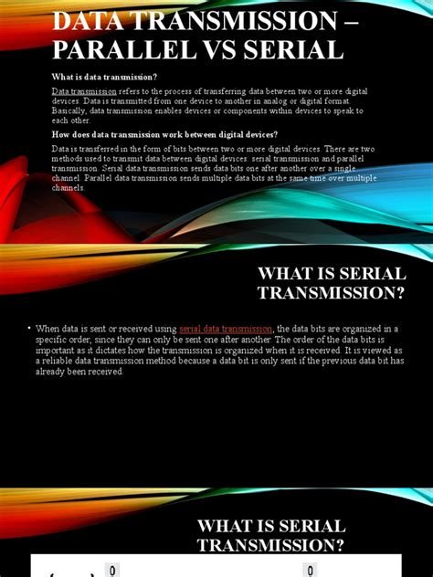 Data Transmission Parallel Vs Serial Pdf Data Transmission Bit