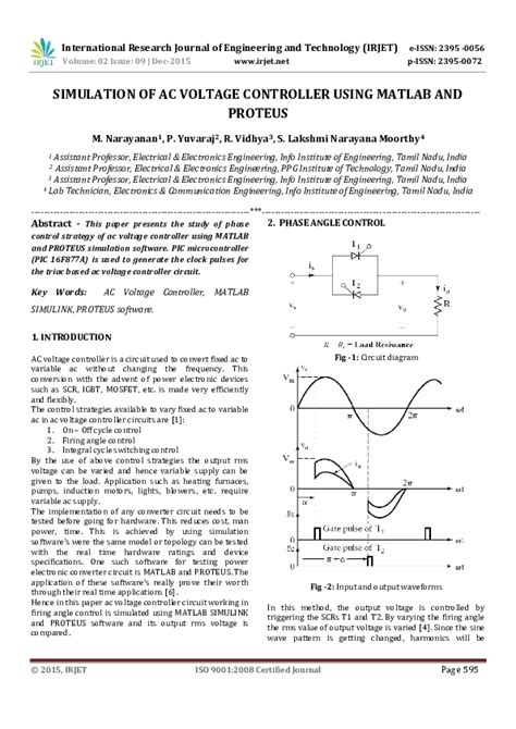 Pdf Simulation Of Ac Voltage Controller Using Matlab And Proteus