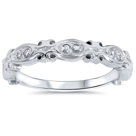 Pompeii 110ct Vintage Diamond Wedding Ring 14k White Gold Ghi2