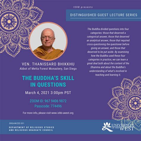 Ven Ṭhānissaro Bhikkhu Live Online Lecture
