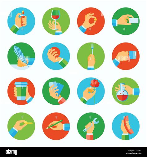 Hand Holding Objects Flat Set Stock Vector Image And Art Alamy