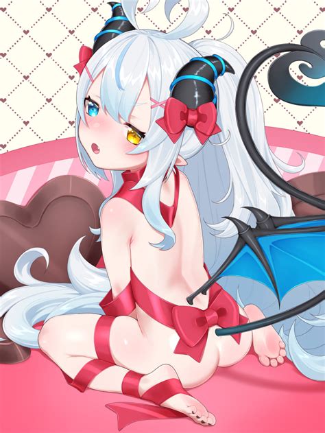 Goki Buri Akugaki Koa Idol Corp Absurdres Highres Girl O Ass Barefoot Black Horns