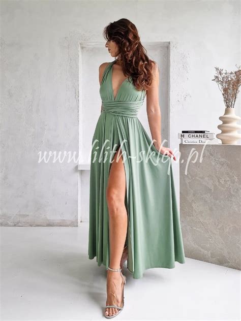 Mia Oliwkowa Sukienka Maxi Wi Zana Na Wiele Sposob W Lilith