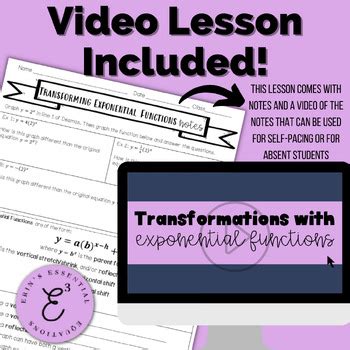 Transformations Of Exponential Functions Notes And Practice Tpt