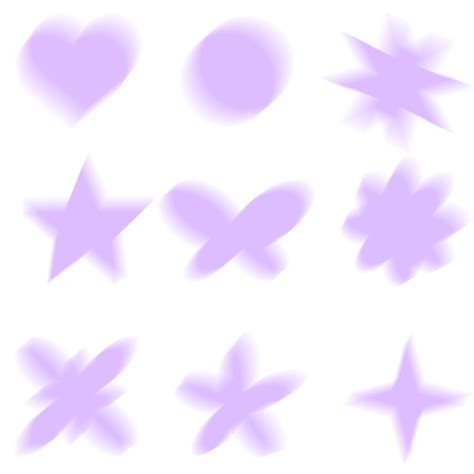 Set Purple Motion Blur Y2k Aura Shapes Abstract Blurred Gradient Shape