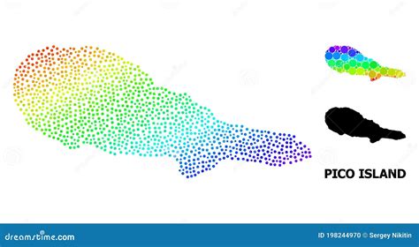 Vector Spectrum Gradient Dotted Map Of Pico Island