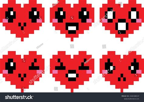 Cute Heart Face Pixel Art On Stock Vector Royalty Free 2182186537