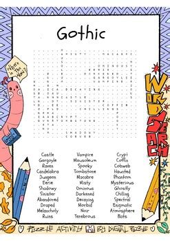 Gothic No Prep Word Search Puzzles Worksheets Activity By Digital Puzzles