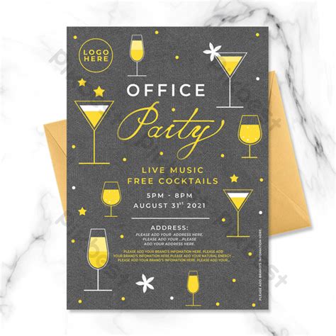 Gray Yellow Cocktail Business Event Party Invitation Psd Free